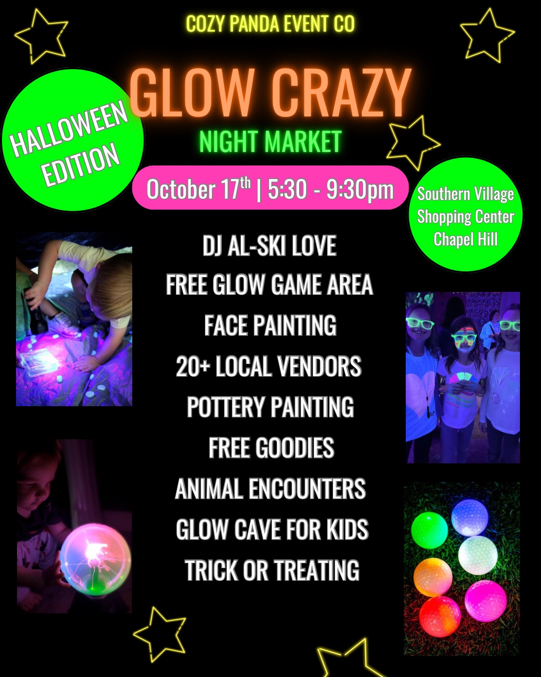 Glow Crazy Night Market with Cozy Panda Event Co. - Shop Local Raleigh